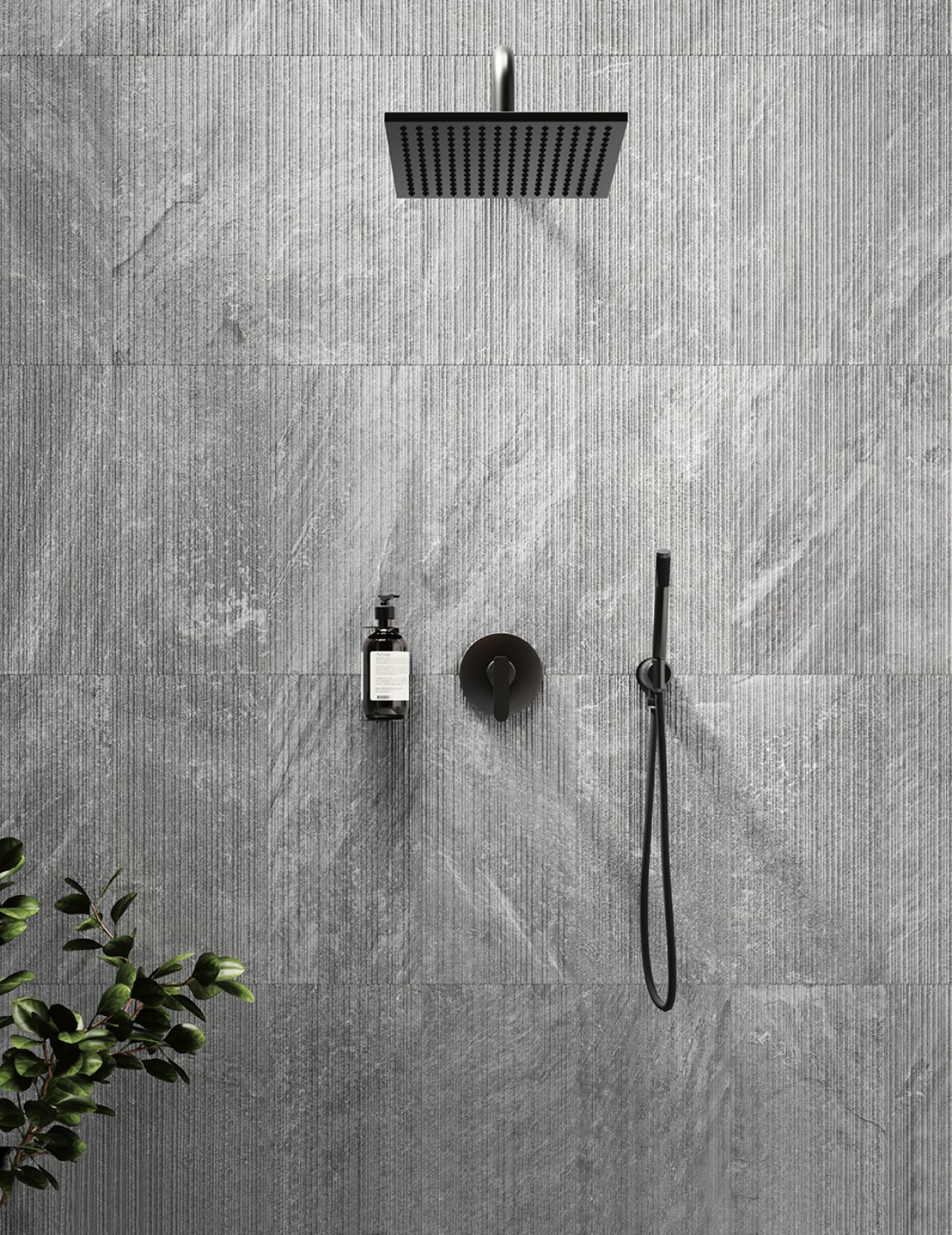 Bedrock Grey Natural 12"x24" Lined Deco Grey Porcelain Tile | GENROSE