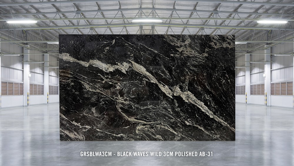 Black Waves Wild Slab Polished 3cm Slabs | Natural Stone | GENROSE