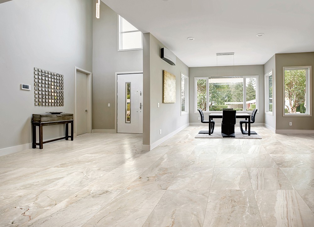 Dynasty Polished 8"x24" Oniciata Ivory Porcelain Tile | GENROSE