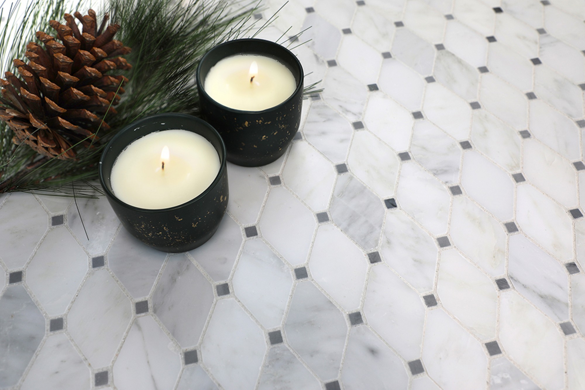 Eastern White Eastern White Honed Trapezoid Mosaic Natural Stone Tile ...