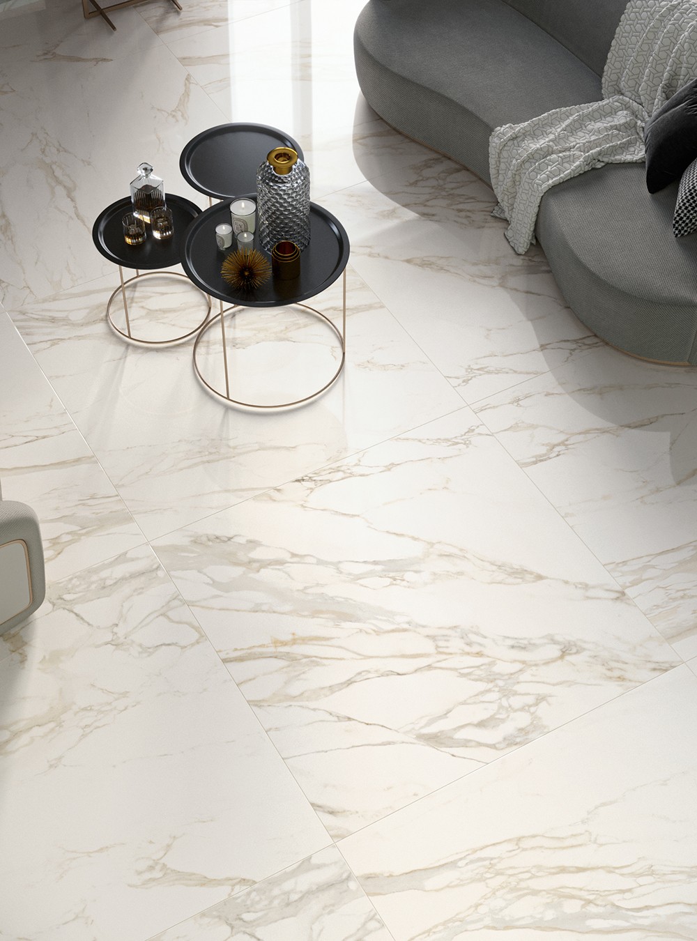 Emilia Calacatta Polished 48"x48 Porcelain Tile | GENROSE
