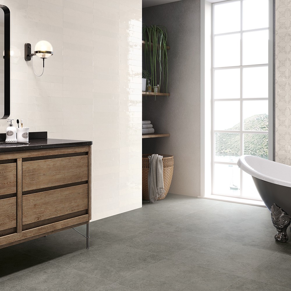 Fortuna White Glossy 2.5"x15.6 Ceramic Tile | GENROSE