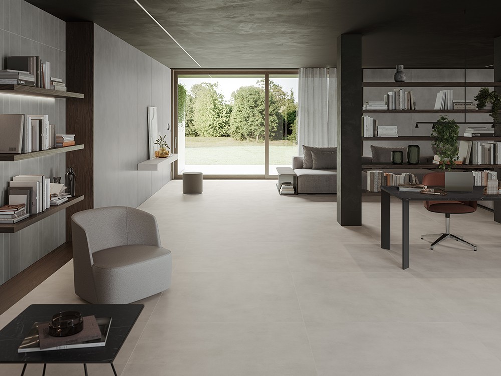 Foundation Grey Matte 24"x48" Strings Mosaic Grey Porcelain Tile | GENROSE