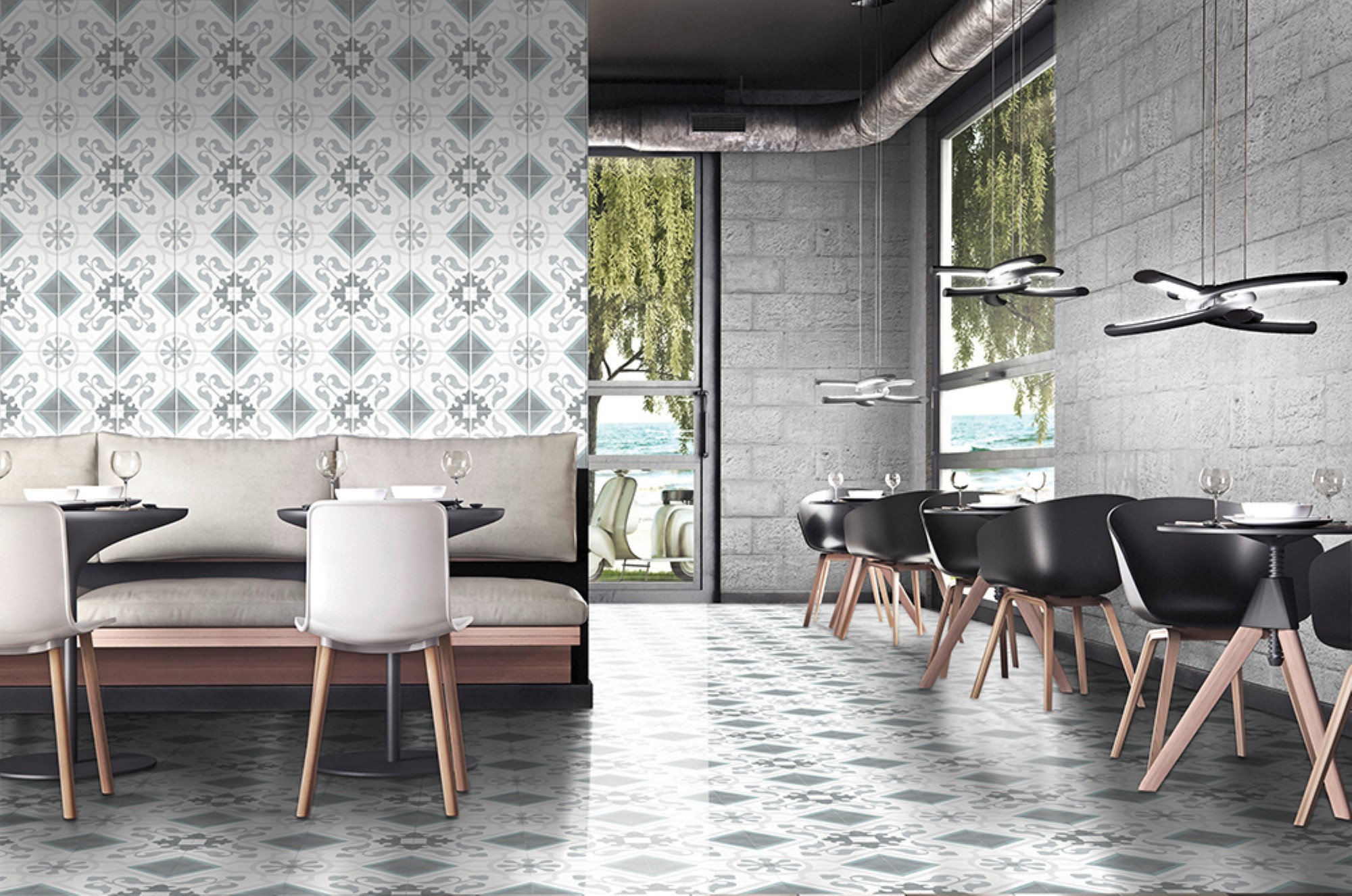 Gallery White Natural 6"x6" Deco Arrow Porcelain Tile | GENROSE