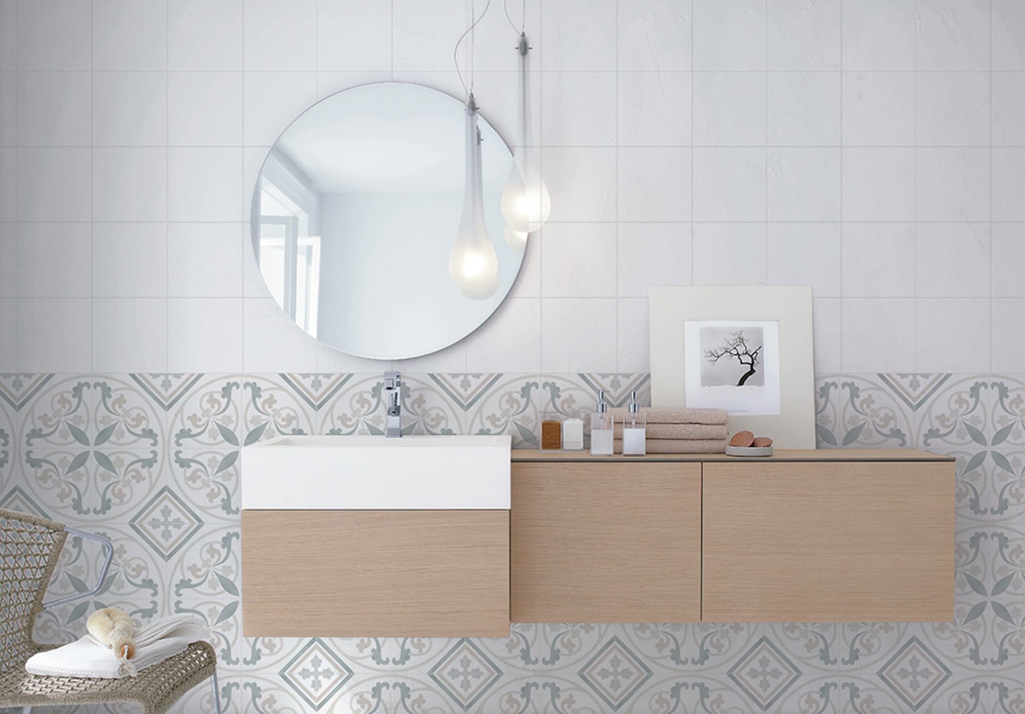 Gallery White Natural 6"x6" Deco Providence Porcelain Tile | GENROSE