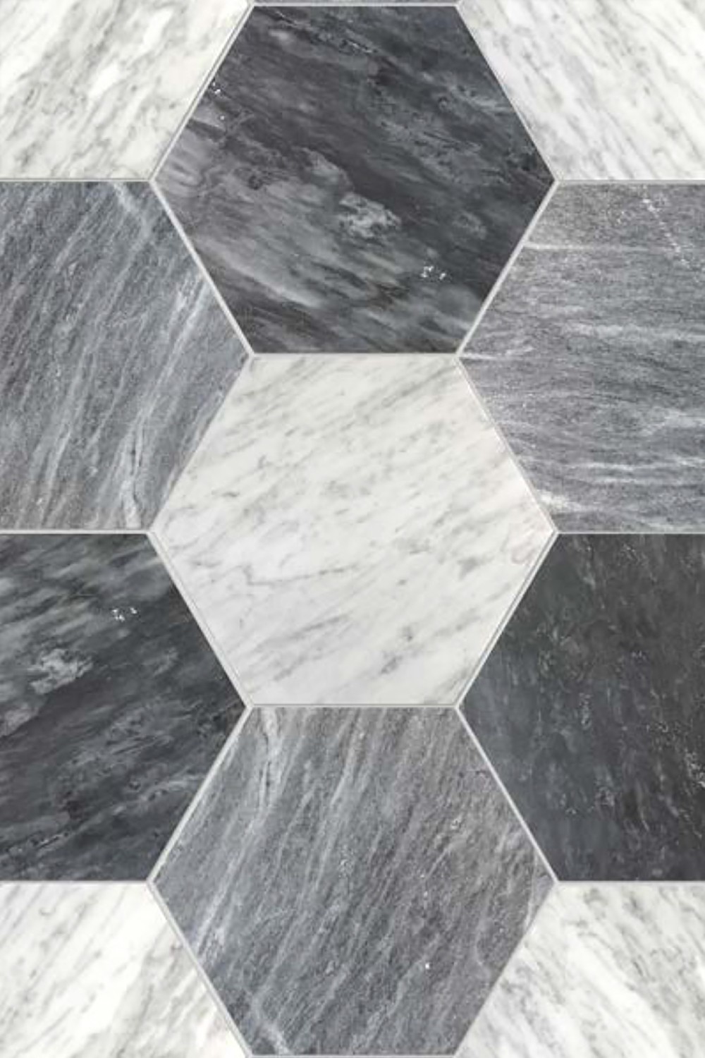 Graphica Grey Honed 9" Hexagon Natural Stone Tile | GENROSE