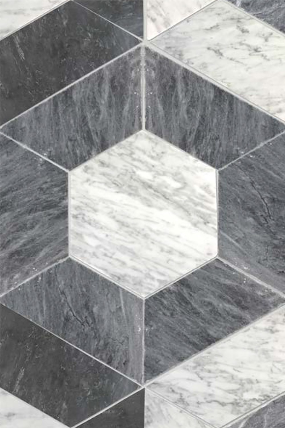 Graphica Grey Honed 9" Hexagon Natural Stone Tile | GENROSE