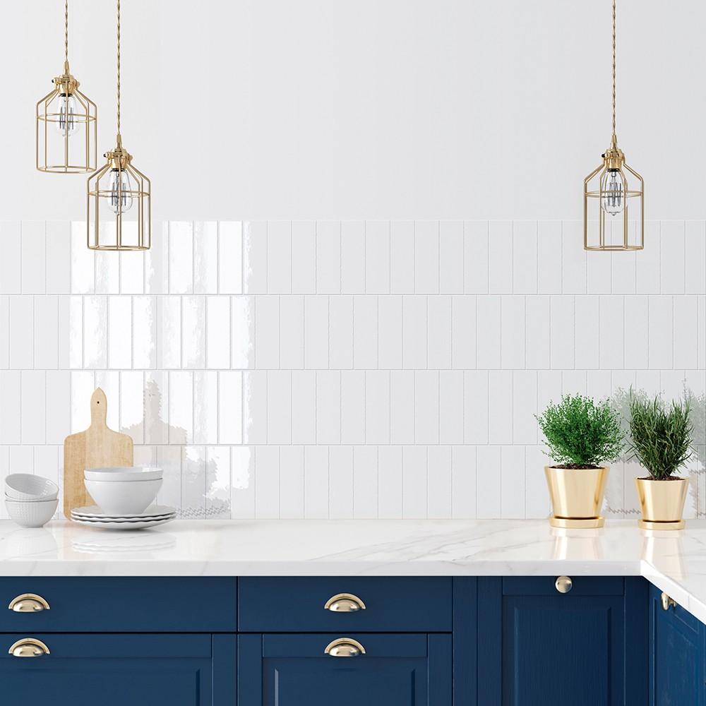 Ibiza Arctic Glossy 2.5" x 8" White Ceramic Wall Tile for Kitchens and ...