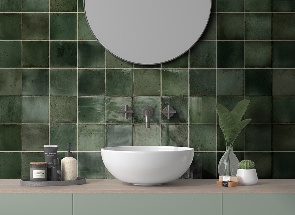 Ibiza Jade Glossy 5"x5 Ceramic Tile | GENROSE