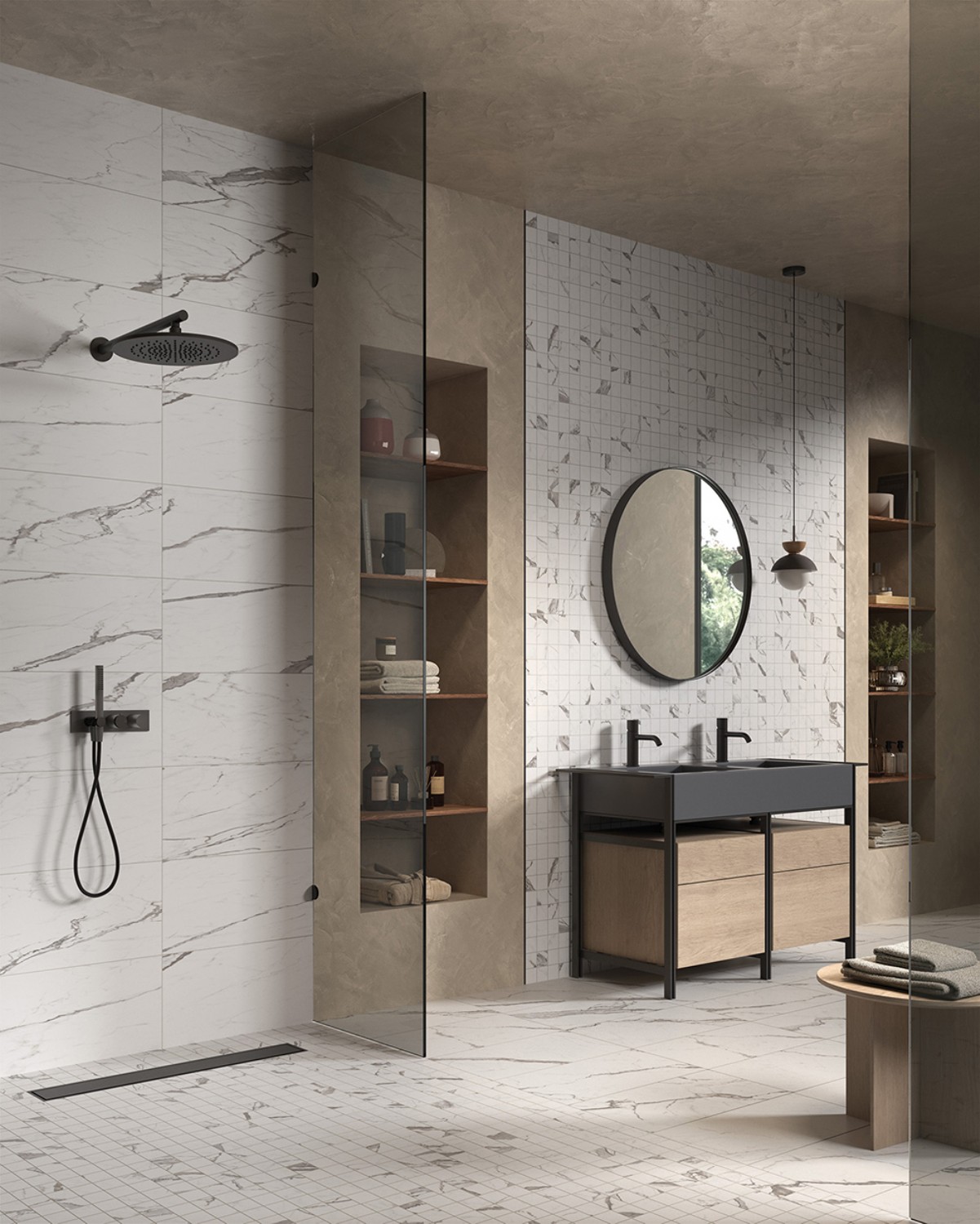 Indulge Statuario Polished 12"x24" Porcelain Tile | GENROSE