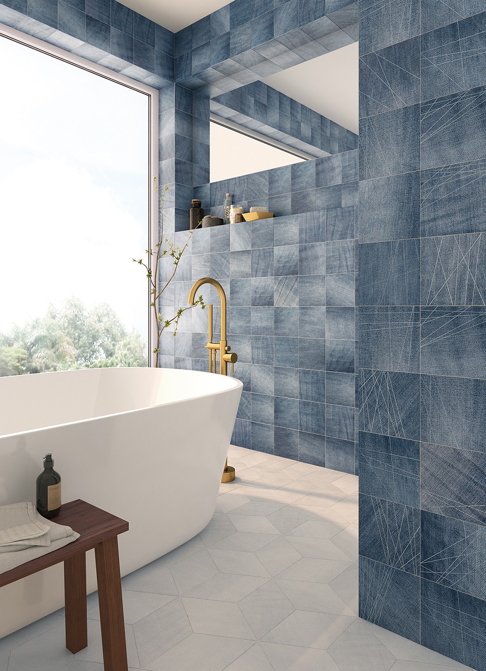 Jeans Indigo Matte 5.5"x5.5" Deco Porcelain Tile | GENROSE