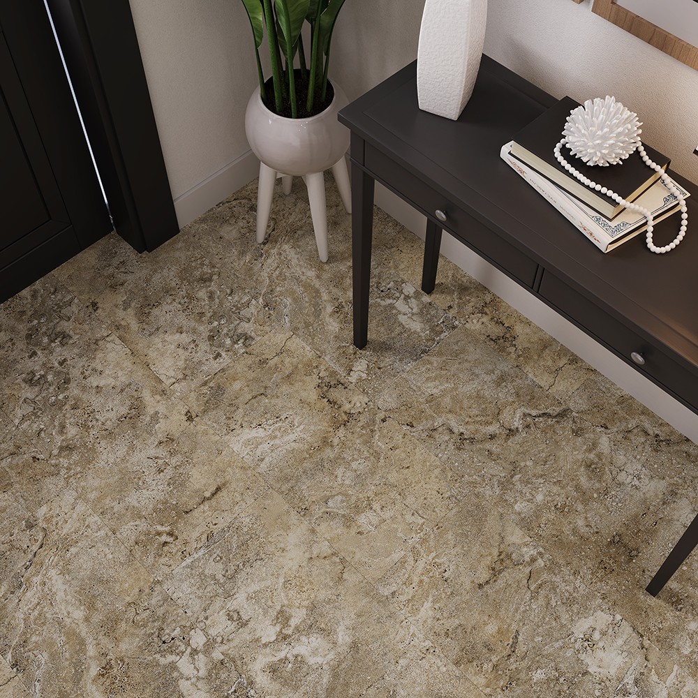 Kobra | SPC Click Travertine Smooth 12"X24 Luxury Vinyl | GENROSE