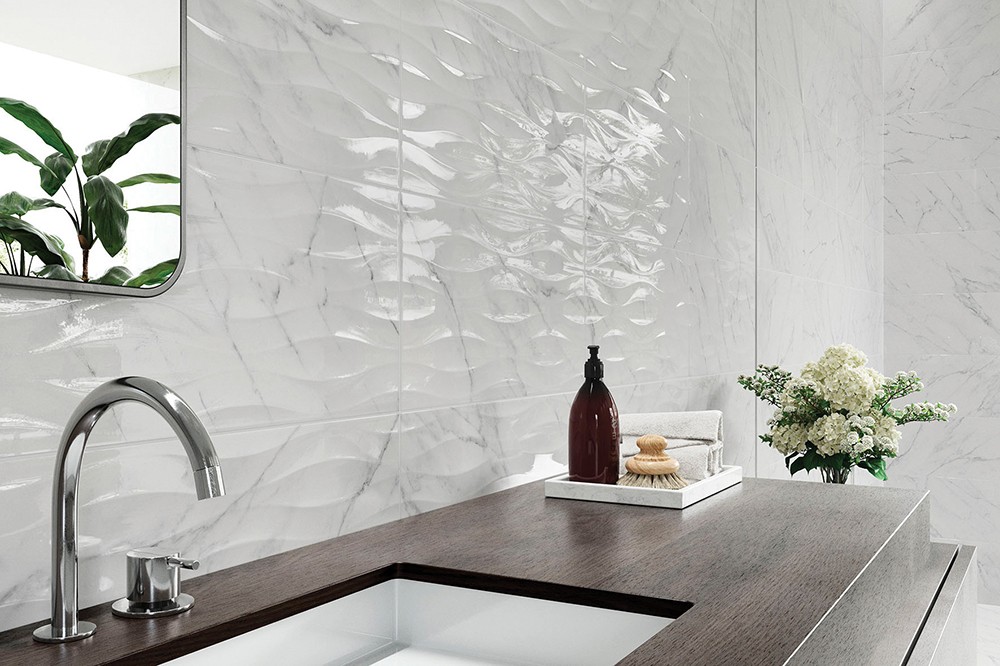 Mara Blanco Glossy 10"X20" Wave Blanco Ceramic Tile | GENROSE