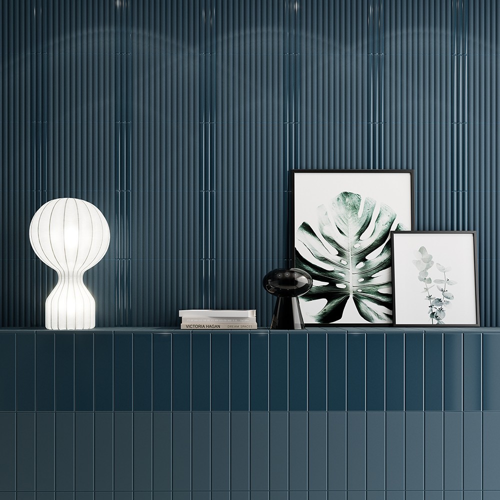 Match Midnight Blue Matte 2.5"x10" Curved Midnight Blue Ceramic Tile ...