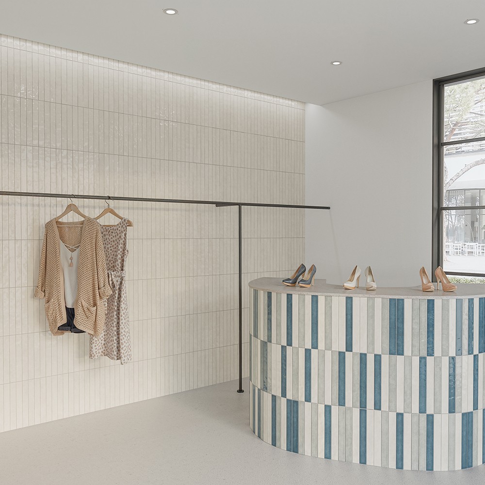 Mistral White Glossy 1.5"x12.2" Porcelain Tile | GENROSE