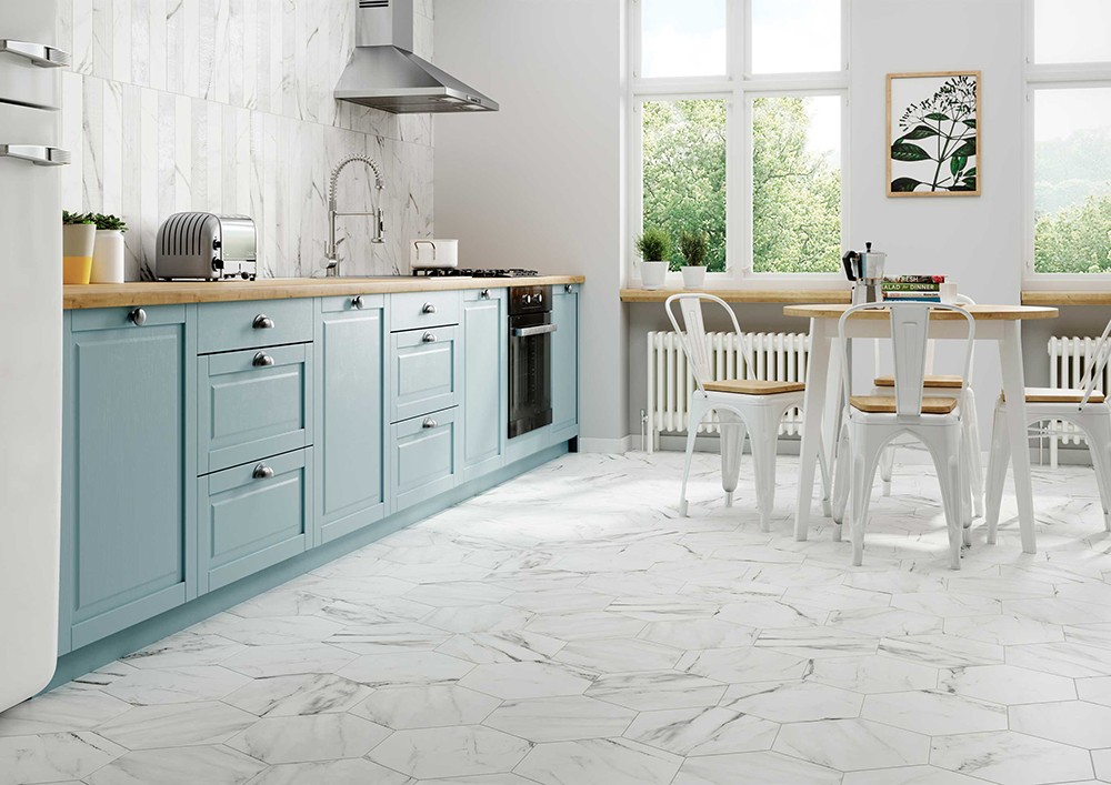 Monaco Venato Matte 11" Hexagon Porcelain Tile | GENROSE