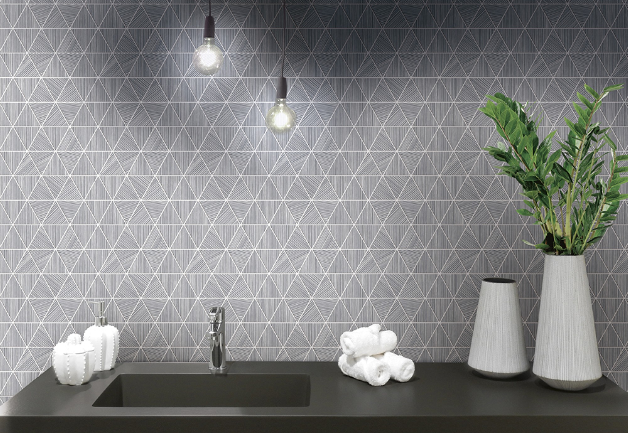 Monviso Blues Natural Triangle Mosaic Porcelain Tile | GENROSE