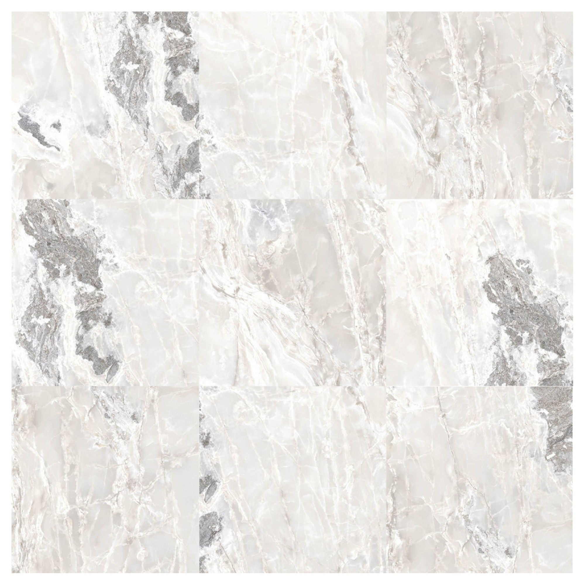 Oracle White Blend Polished 32"x32" 6mm Porcelain Tile | GENROSE