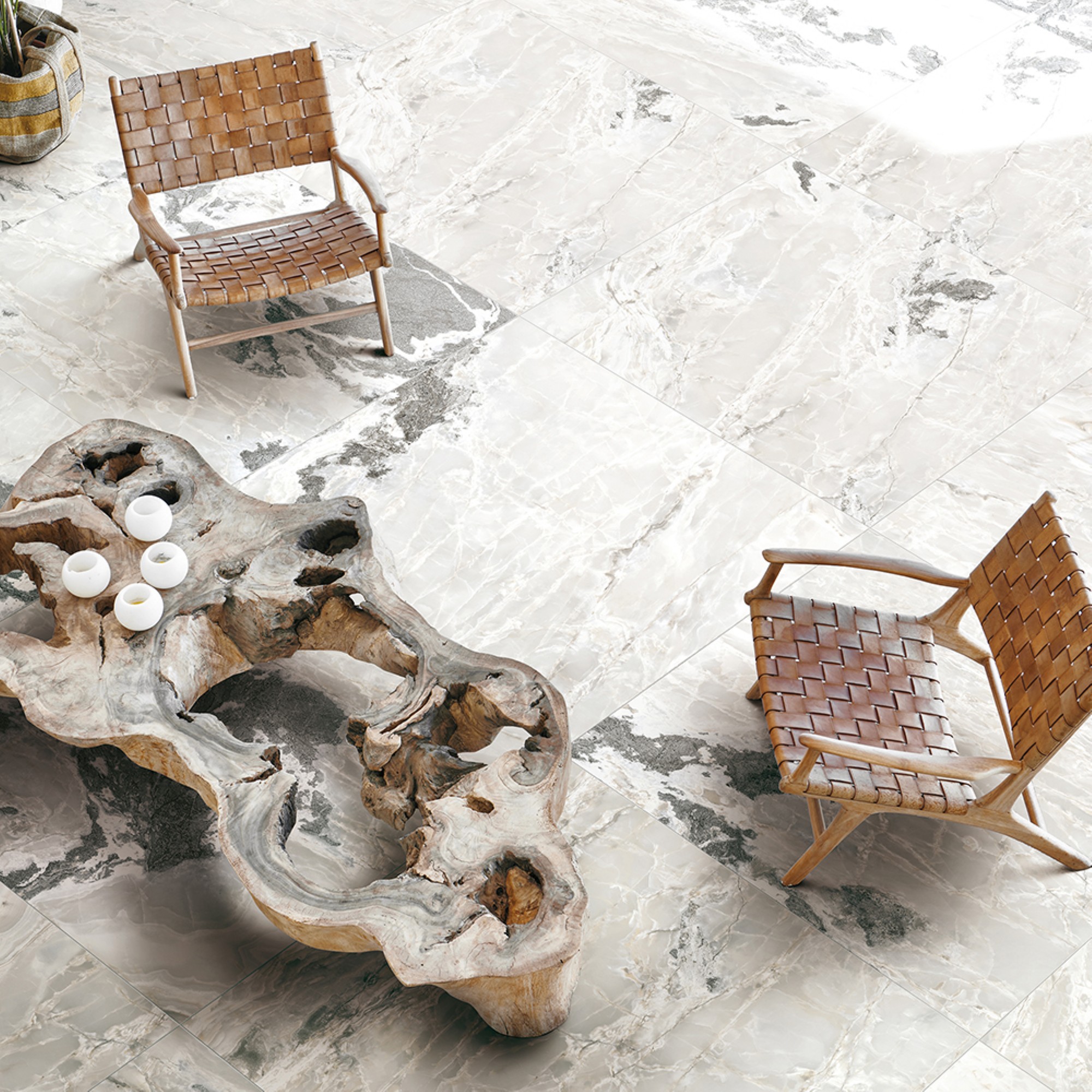 Oracle White Blend Satin 48"x48" 6mm Porcelain Tile | GENROSE