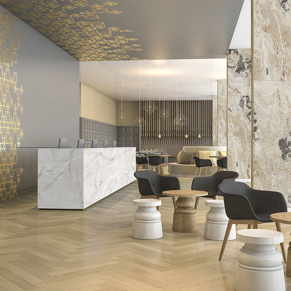 Oracle Golden Blend Polished 48"x110 Porcelain Tile | GENROSE