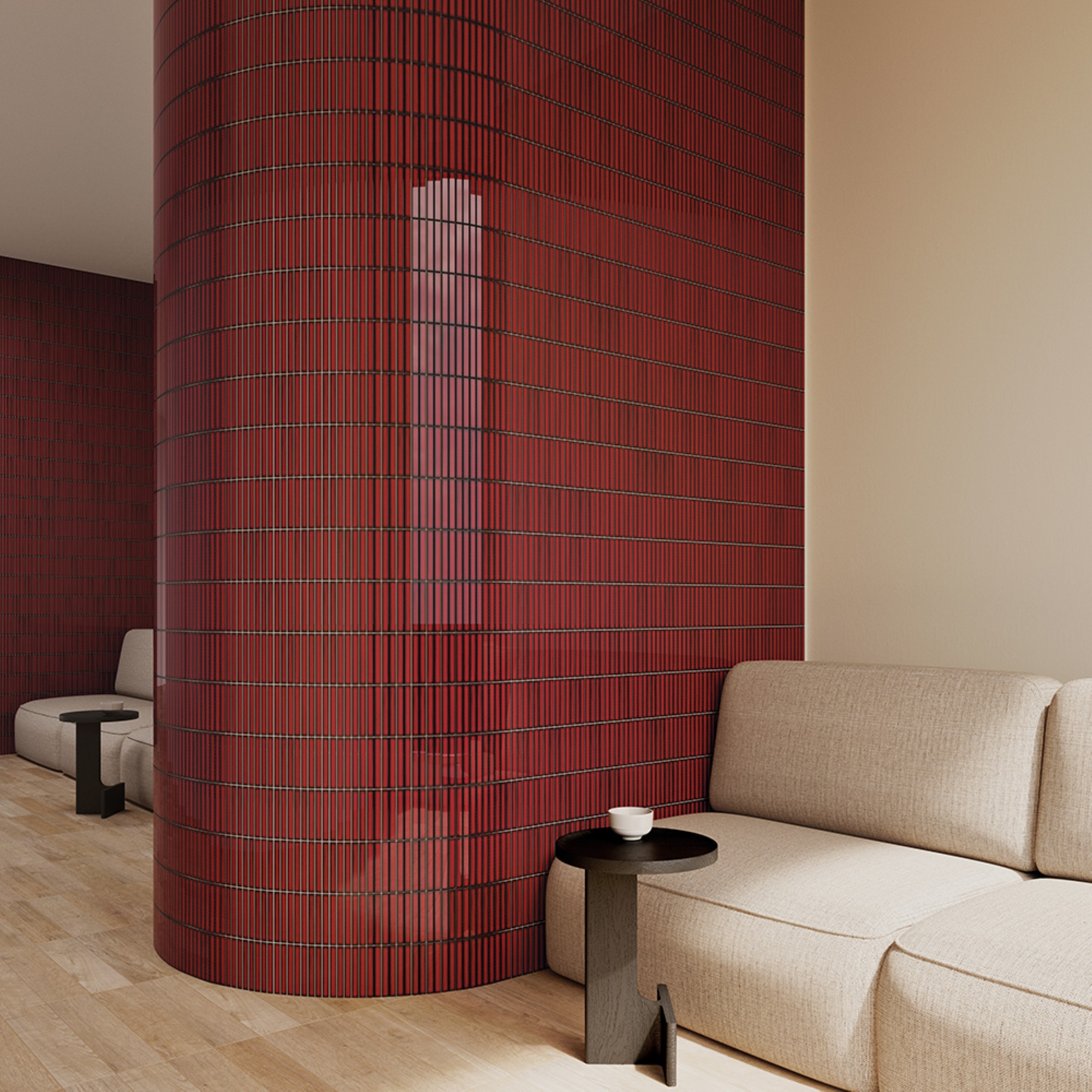Osaka Bars Red Glossy 5"x10" Ceramic Tile | GENROSE