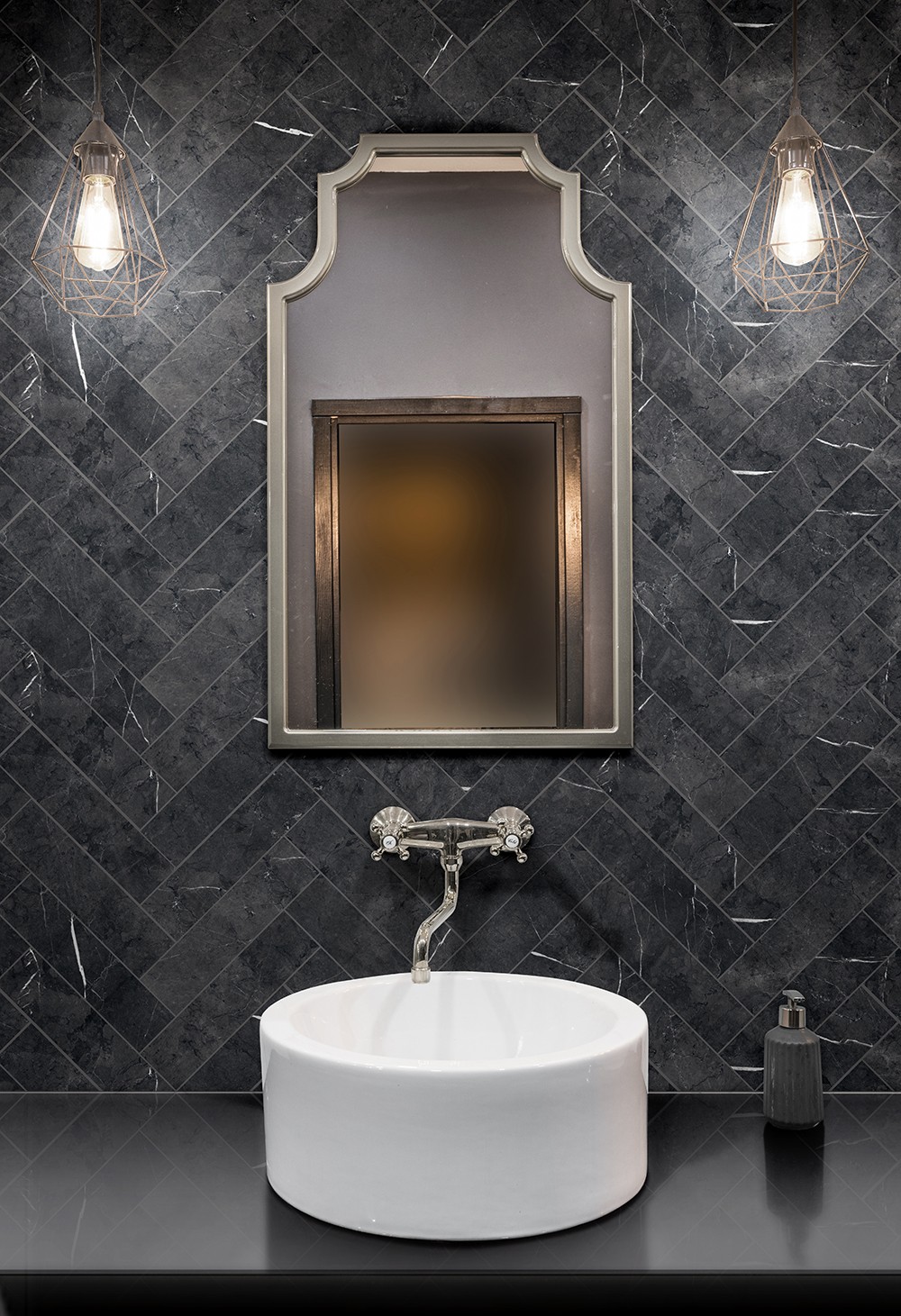 Piazza Nero Marquina Matte 3"X12 Porcelain Tile | GENROSE