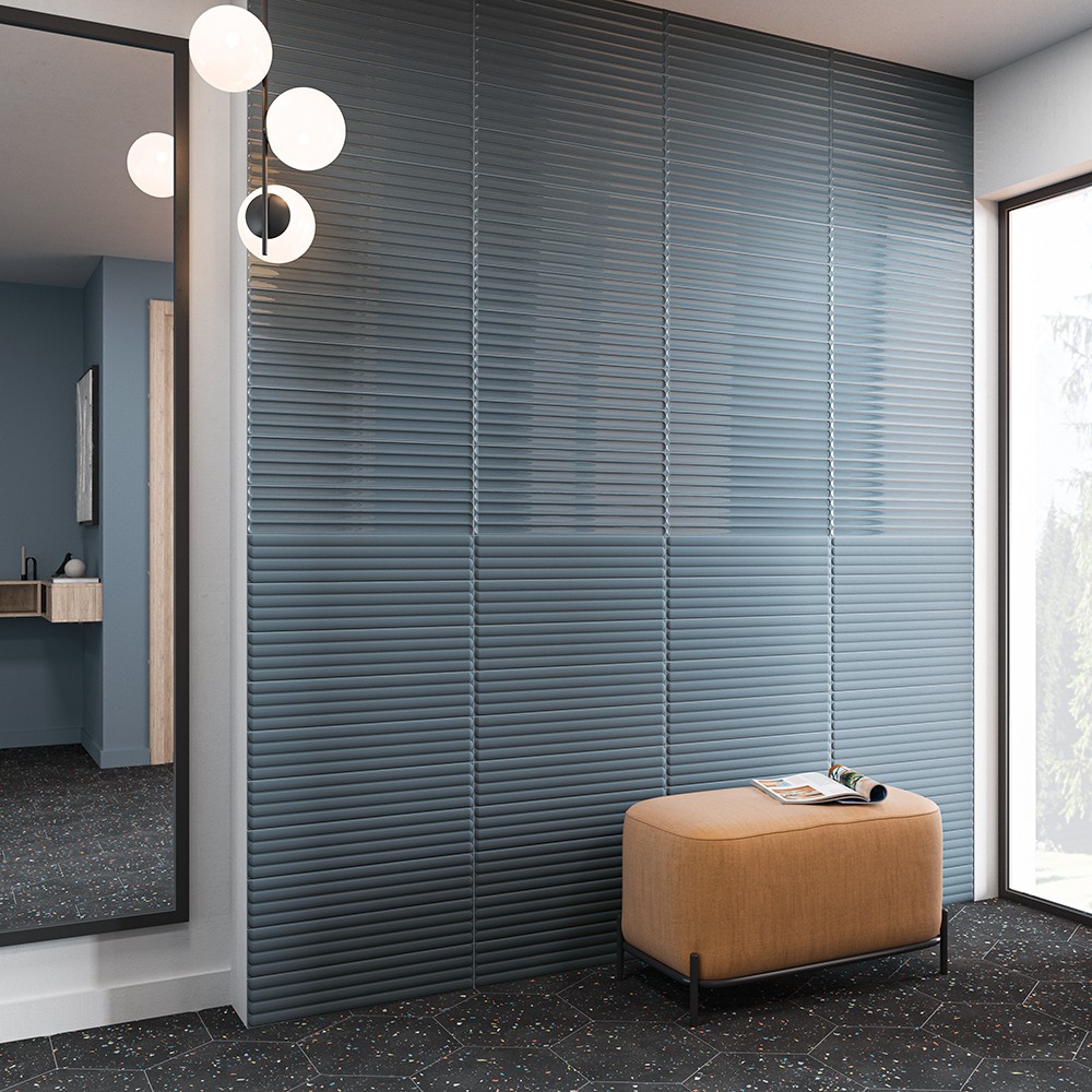Plinto Blue Glossy 4.2"x21.3" In Blue Ceramic Tile | GENROSE