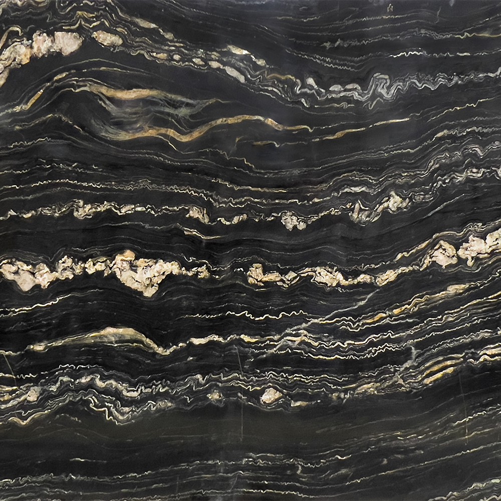 Portoro Quartzite Slab - Black quartzite with gold veins