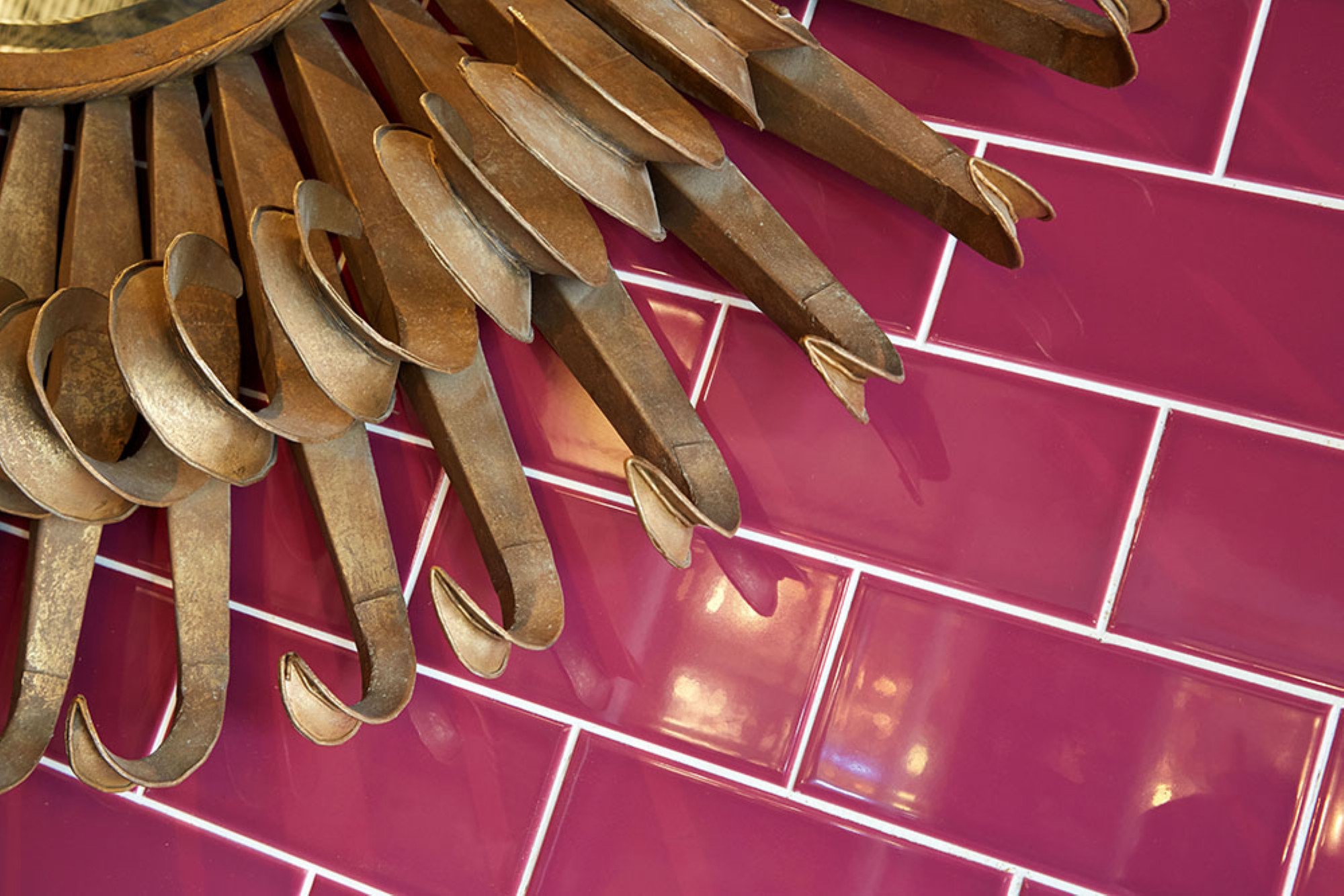 Prismatics Magenta Gloss 4"x8" Wall Ceramic Tile | GENROSE