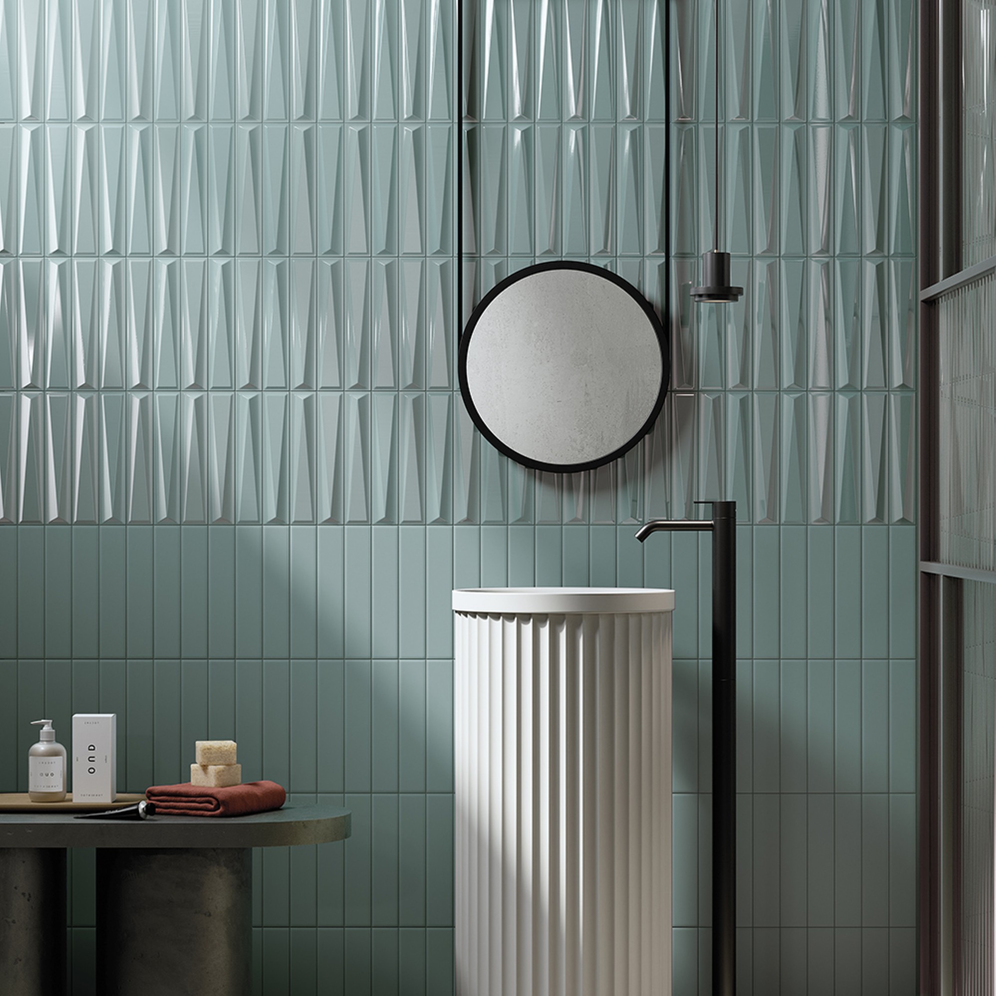 Quora Green Glossy 2"x10" Lingotto Green Ceramic Tile | GENROSE