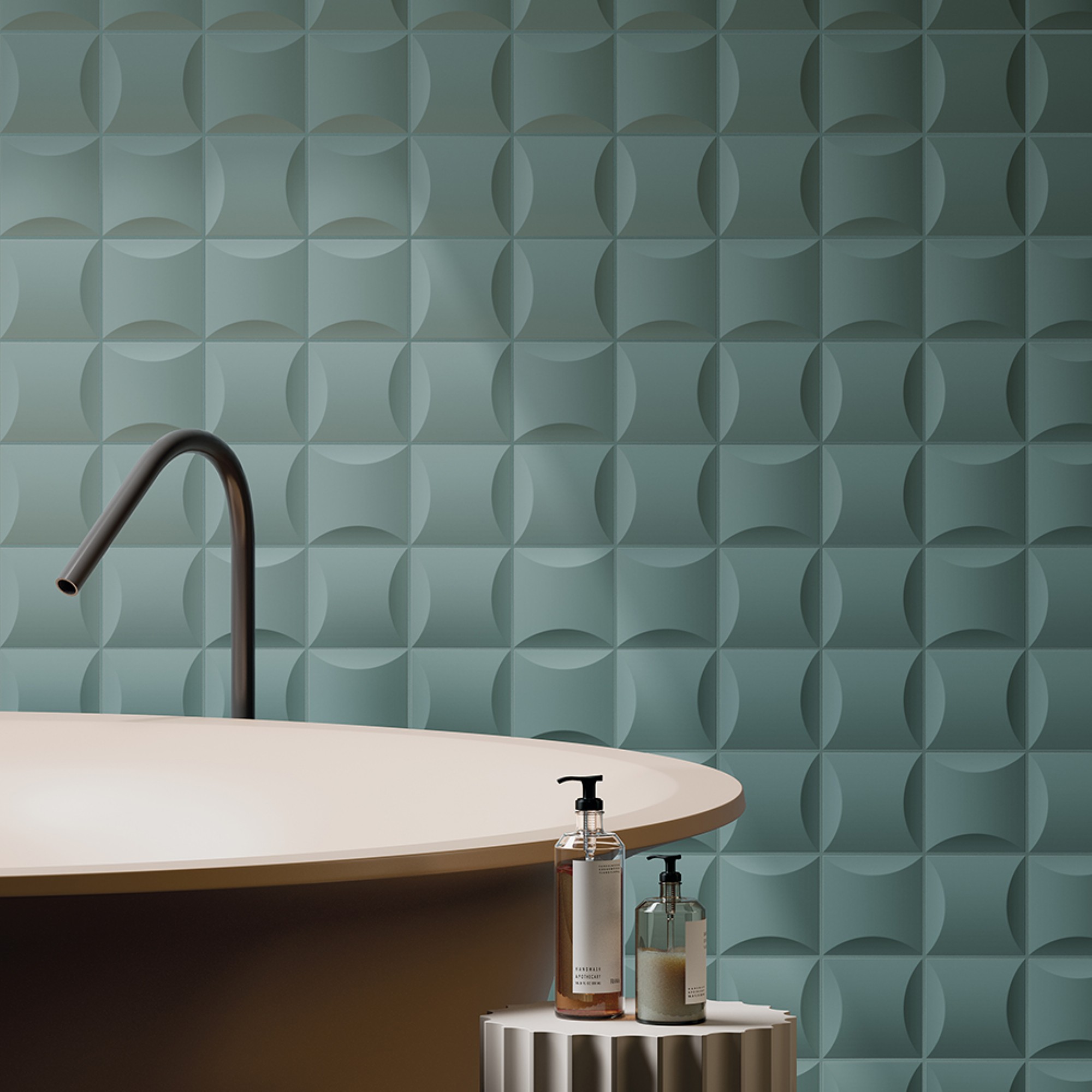 Quora Green Matte 4"x4" Cuscino Green Ceramic Tile | GENROSE
