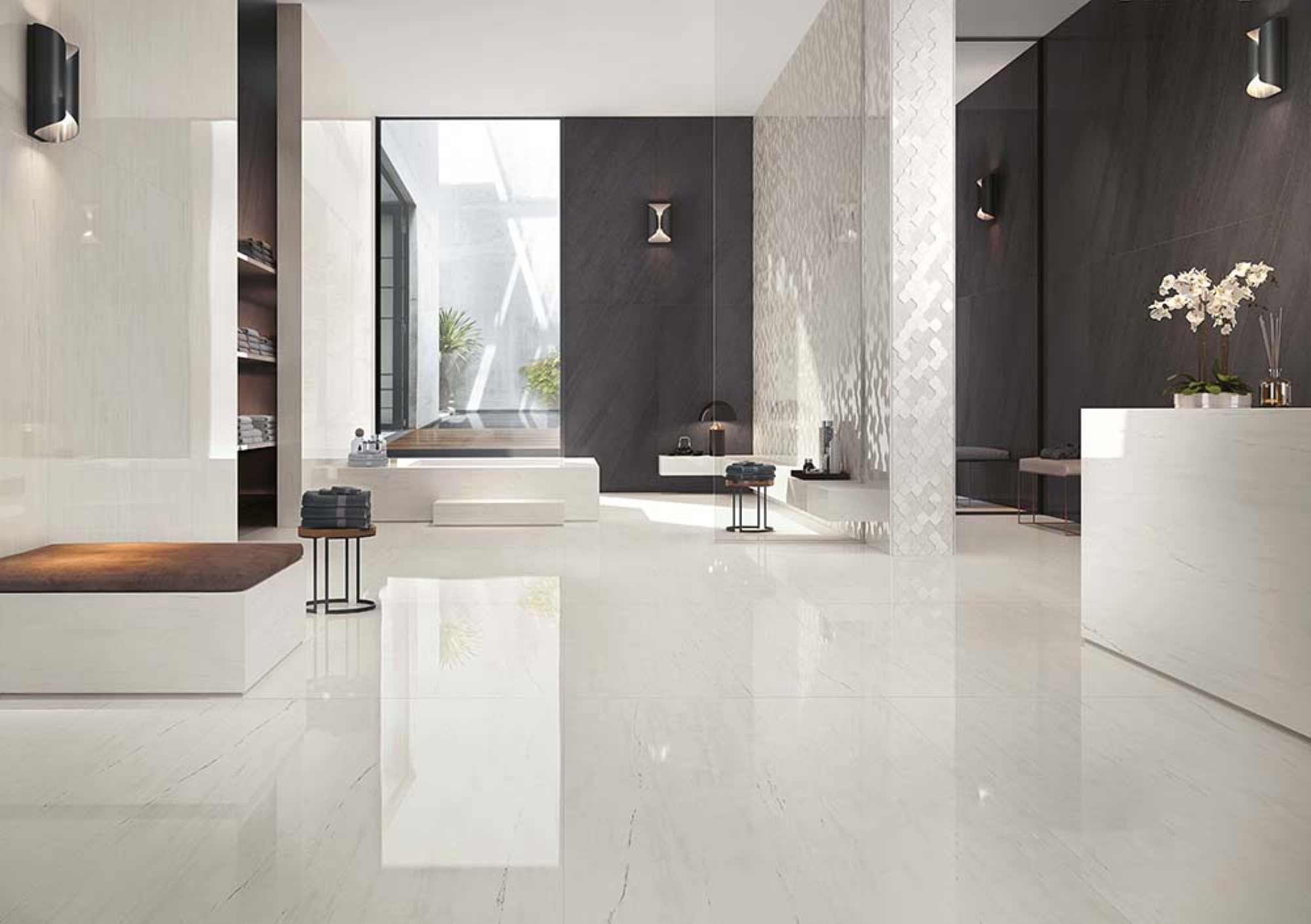 Resplendent Bianco Dolomite Polished 48"x96" 9mm Porcelain Tile | GENROSE