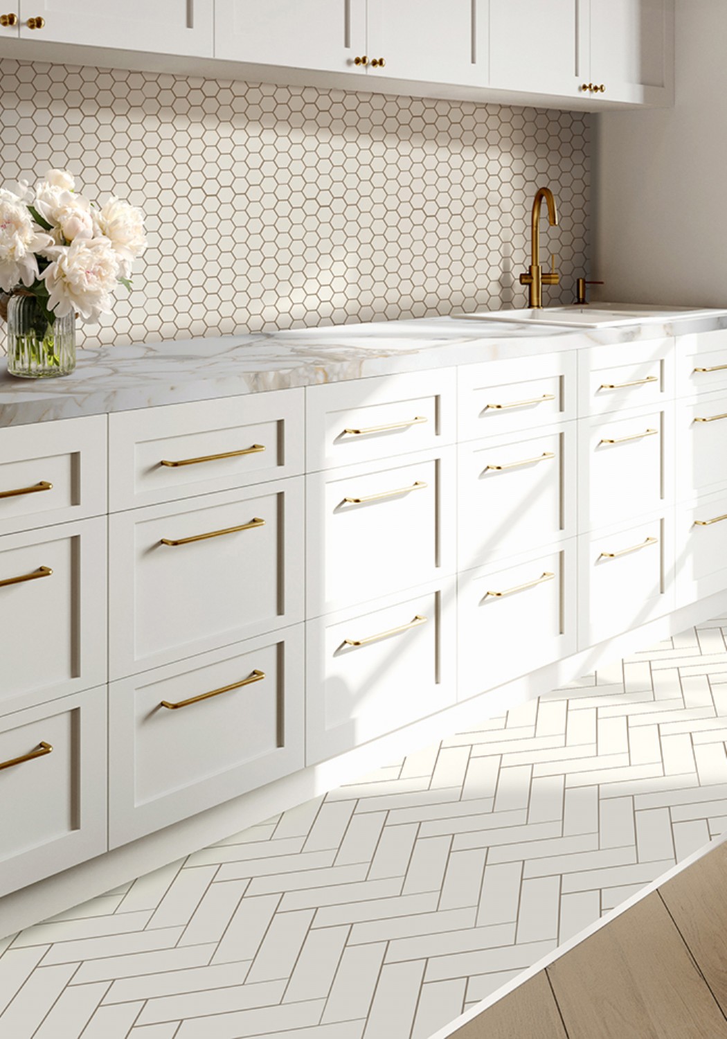 Seashore Seafoam White Matte 2" Hexagon Mosaic Ceramic Tile | GENROSE