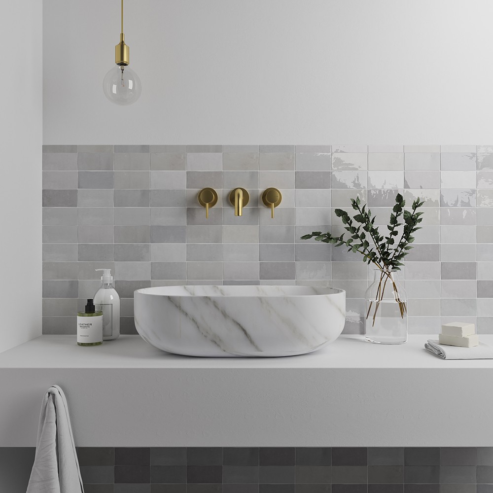 Shadow Grey Glossy 2.5"x5 Ceramic Tile | GENROSE