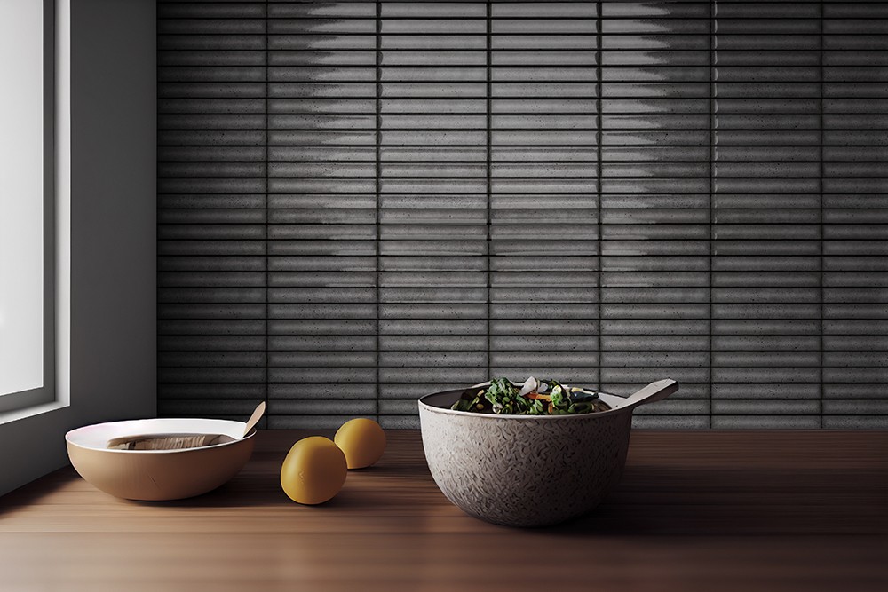 Shochu Charcoal Grey Glossy 4.5"x9" Wall Porcelain Tile | GENROSE