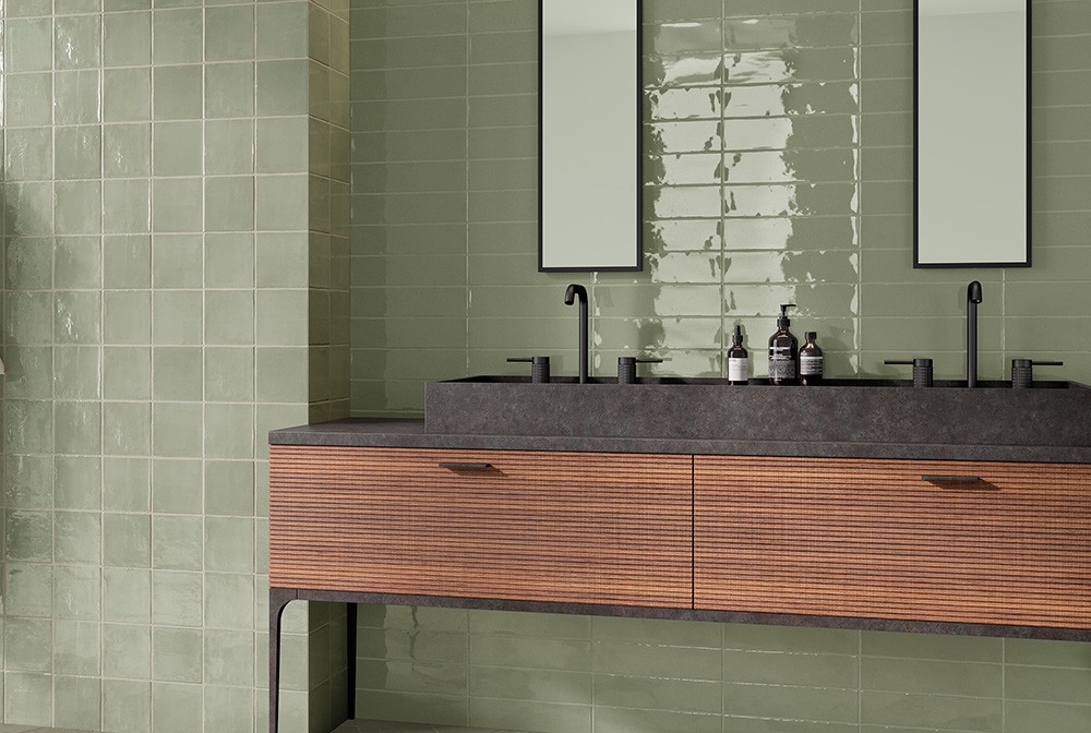 Skylark Gliding Green Glossy 5"x5 Ceramic Tile | GENROSE