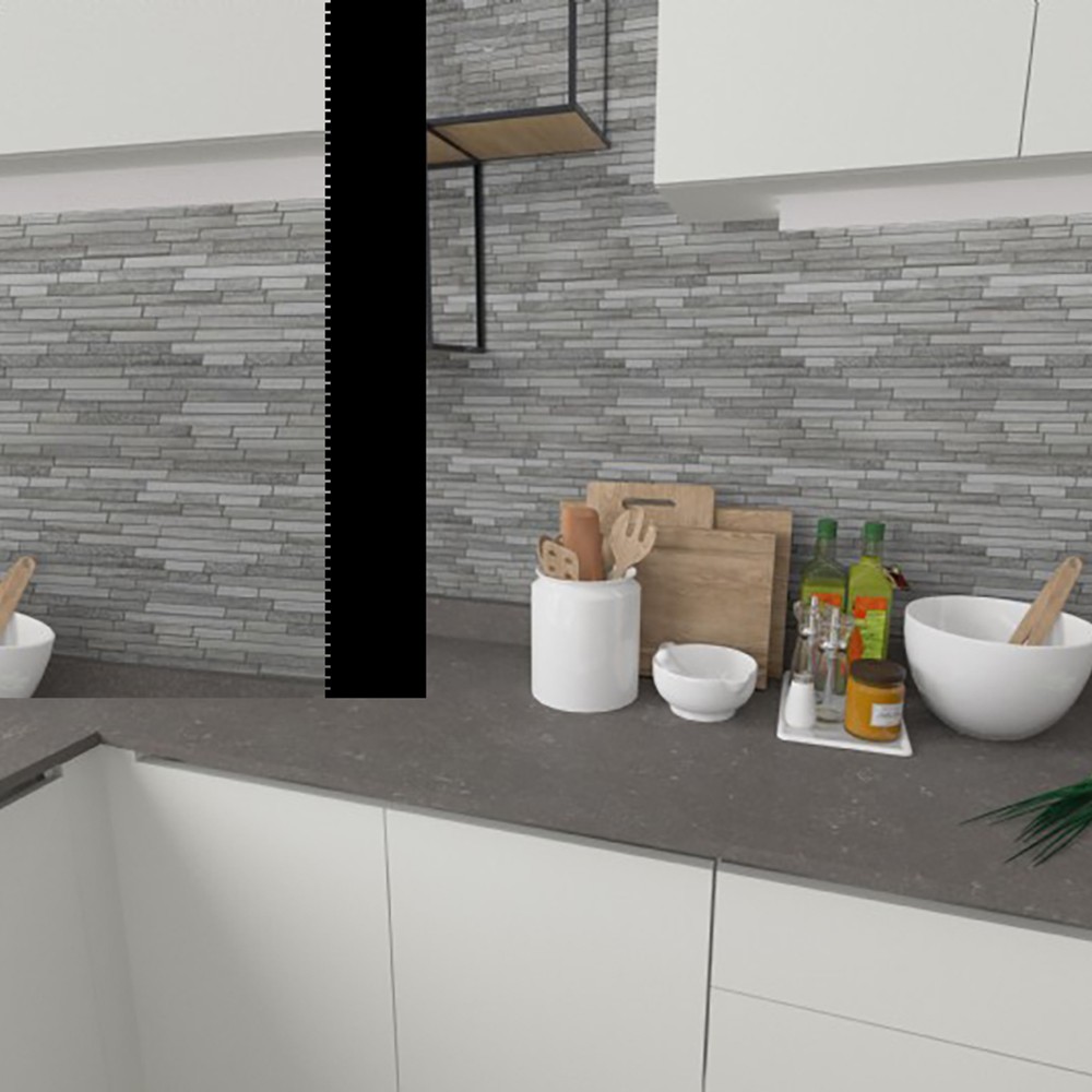 Spring Grey Spring Grey Textured Random Brick Mosaic Natural Stone Tile ...