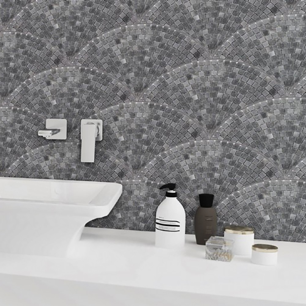 Spring Grey Spring Grey Honed Seashell Mosaic Natural Stone Tile | GENROSE