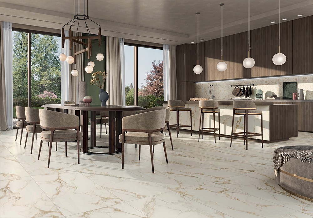 Stature Calacatta Gold Soft 2"x2" Mosaic Porcelain Tile | GENROSE