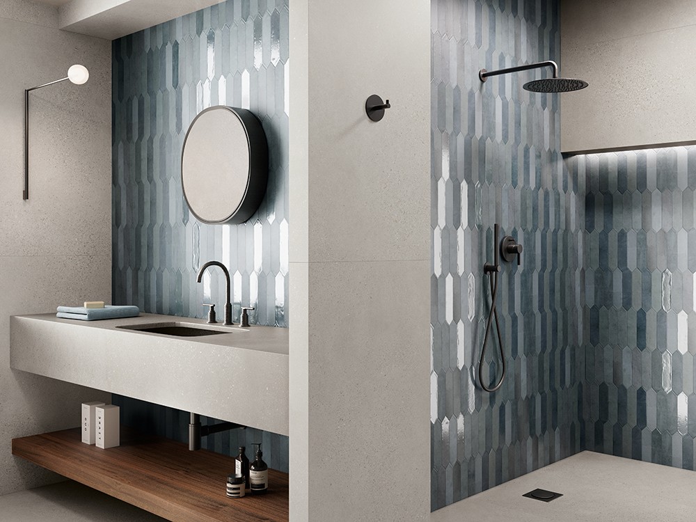 Symmetry Blue Stone Matte 2.5"x10" Picket Porcelain Tile | GENROSE
