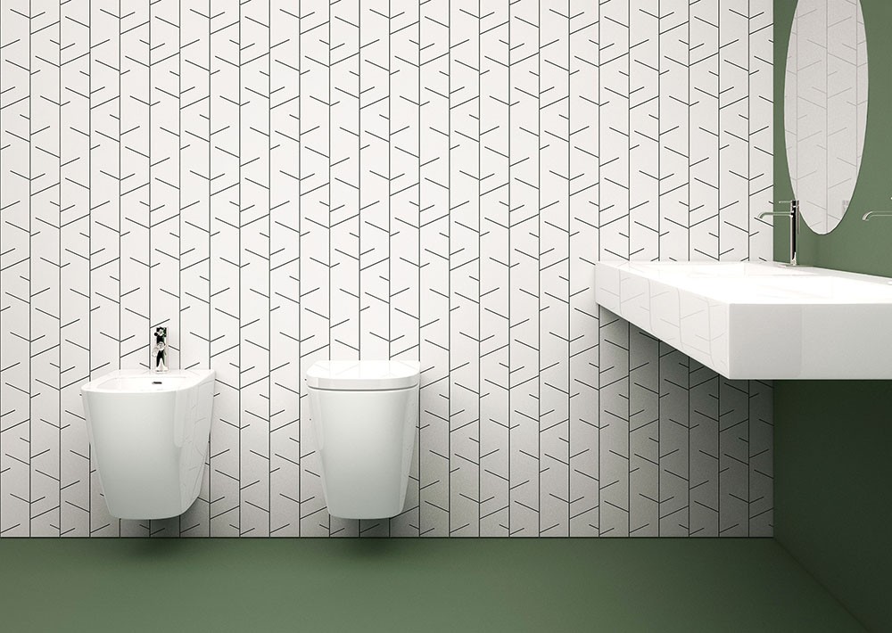 Trace White Matte 4"x24" Chevron Porcelain Tile | GENROSE