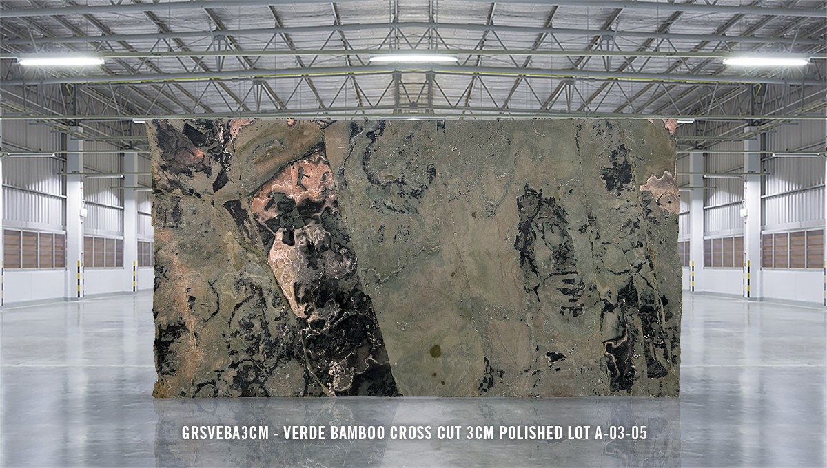 Verde Bamboo Cross Cut Polished 3cm Granite Slabs | Natural Stone