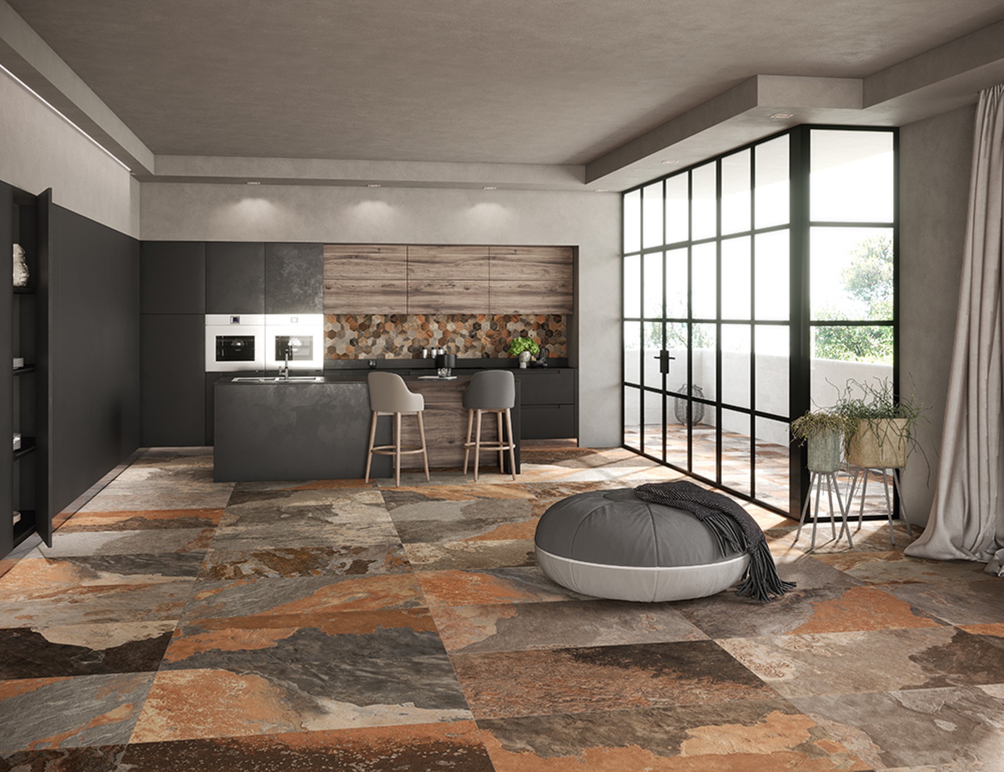 Wynn Sunset Natural Hexagon Mosaic Porcelain Tile | GENROSE