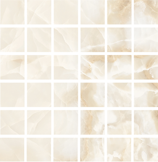 Grace Ivory Polished 2"x2" Mosaic Porcelain Tile | GENROSE