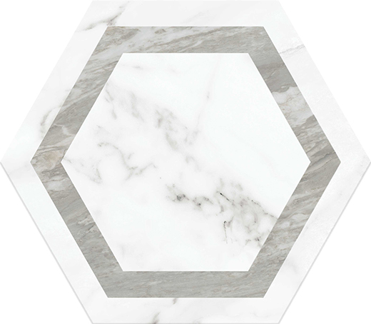 Monaco Venato Matte 11" Hexagon Deco Venato Grey Porcelain Tile | GENROSE
