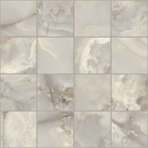 Oracle Silver Onyx Polished 3"x3" Mosaic Porcelain Tile | GENROSE
