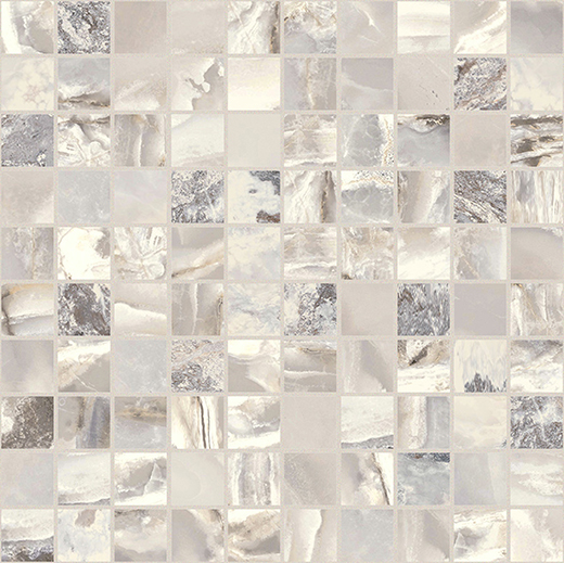 Oracle White Blend Polished 1"x1" Mosaic Porcelain Tile | GENROSE