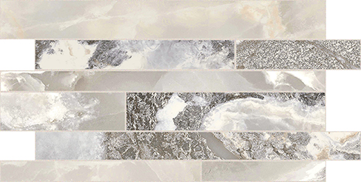 Oracle White Blend Satin Sfalsato Mosaic Porcelain Tile | GENROSE