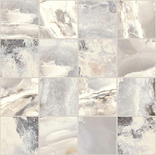 Oracle White Blend Satin 3"x3" Mosaic Porcelain Tile | GENROSE