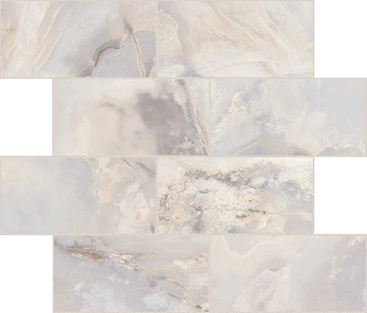 Oracle White Onyx Polished 3"x6" Mosaic Porcelain Tile | GENROSE